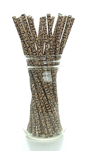 Cheetah Print Straws (25 Pack) - Cheetah Paw Pattern Drinking Straws, Cheetah Party Supplies, Big Cat Animal Spot Fabric Paper Straws