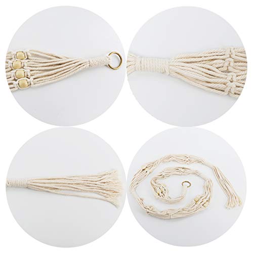 ENUOSUMA 3 Tier Macrame Plant Hanger Indoor with 1 Hook, Handmade Hanging Planter Hanging Flowers Pot with Tassels, Hanging Plant Holder for Home Decor - Cotton Rope, 4 Legs, 71 Inch