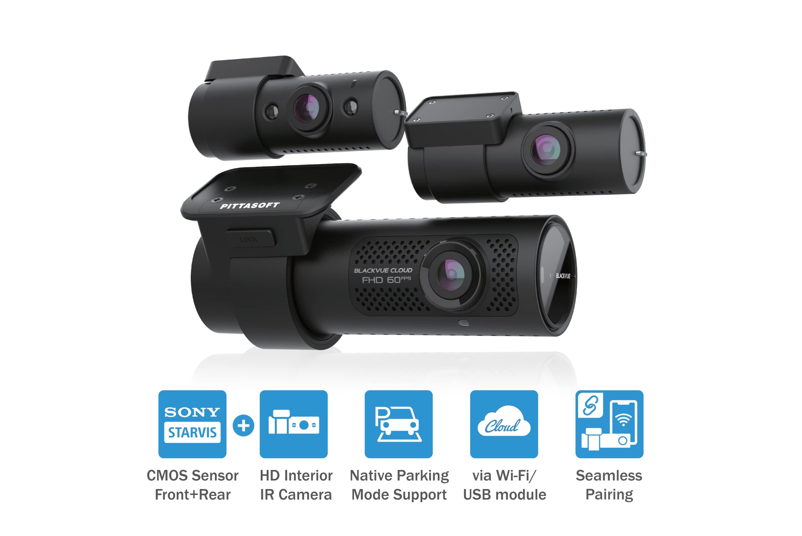 BlackVue DR750X-3CH Plus with 32GB microSD Card | Dual FHD + HD Triple Channel Cloud Dashcam | Cloud Connectivity | Mobile Hotspot and LTE via Optional LTE Module
