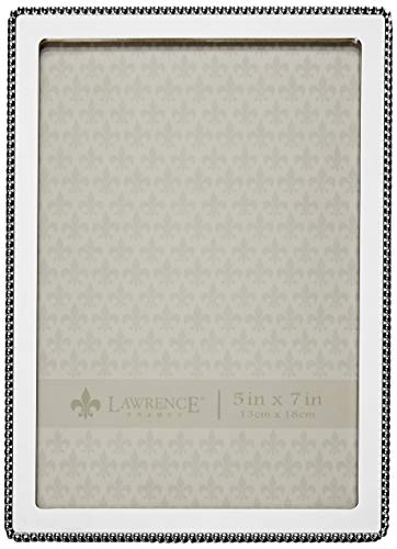 Lawrence Frames Metal Picture Frame with Delicate Outer Border of Beads, 5 by 7-Inch, Silver