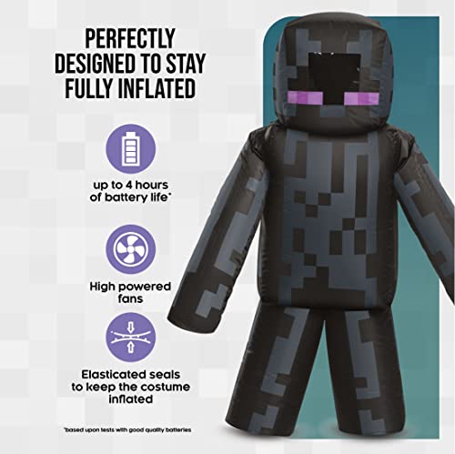 Enderman Costume, Inflatable Minecraft Costumes for Kids, Child Size Fan Operated Expandable Blow Up Suit Black