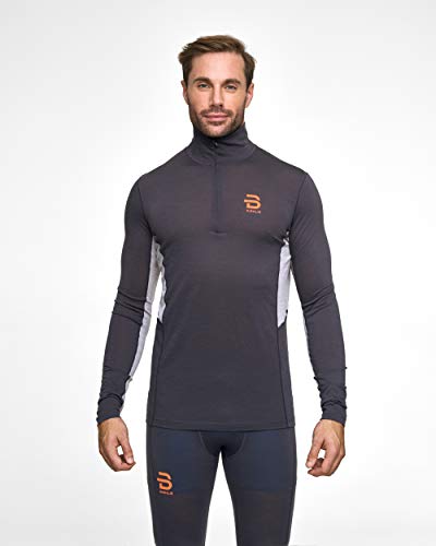 B DÆHLIE Daehlie Men's Training Wool Half Zip Baselayer - Merino Wool Blend Athletic Pullover, Nine Iron, Small