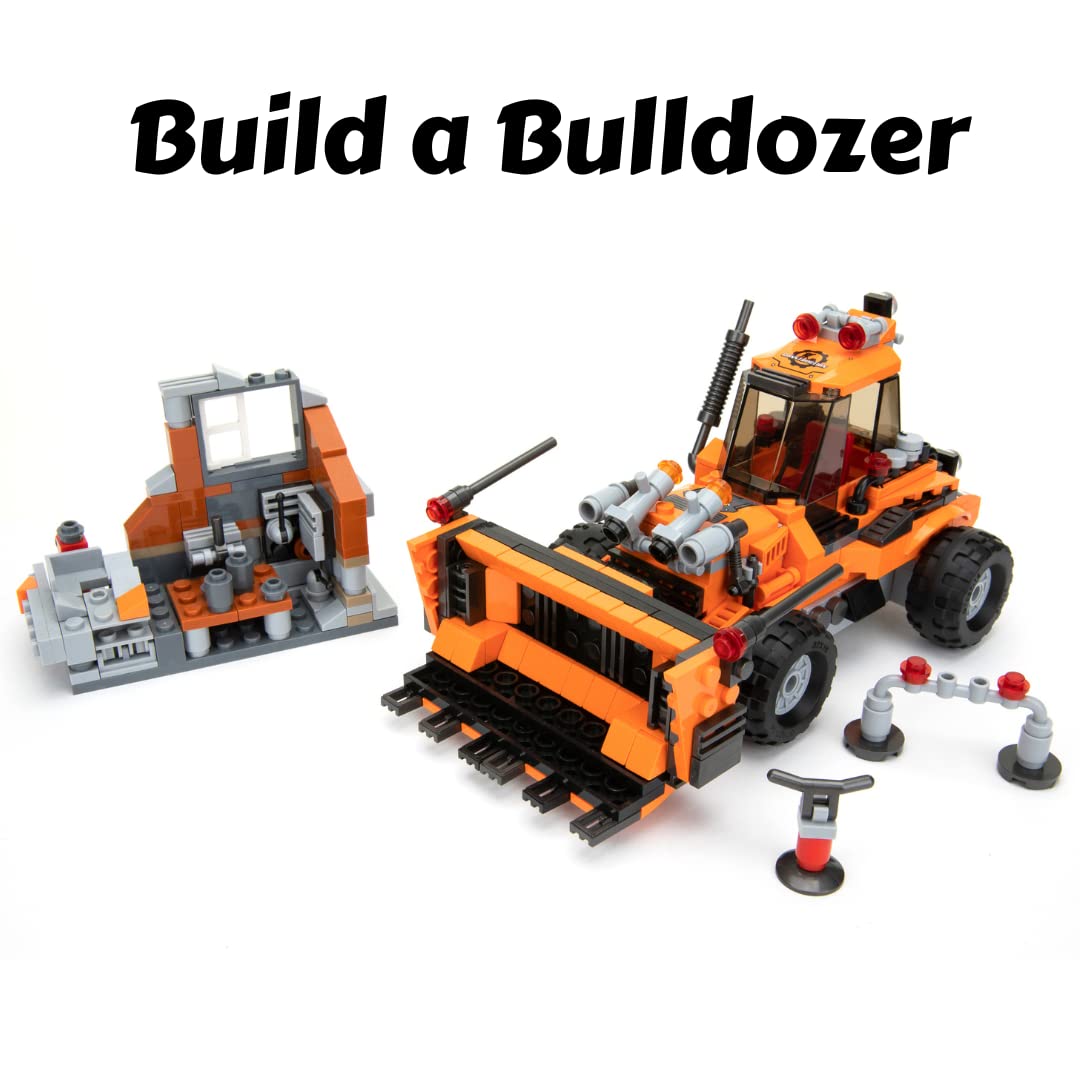 Block Builder Bulldozer Block Set (521pcs) and Construction Forklift. Two Building Kits in one Set! Toy Blocks Suitable for Boys and Girls.