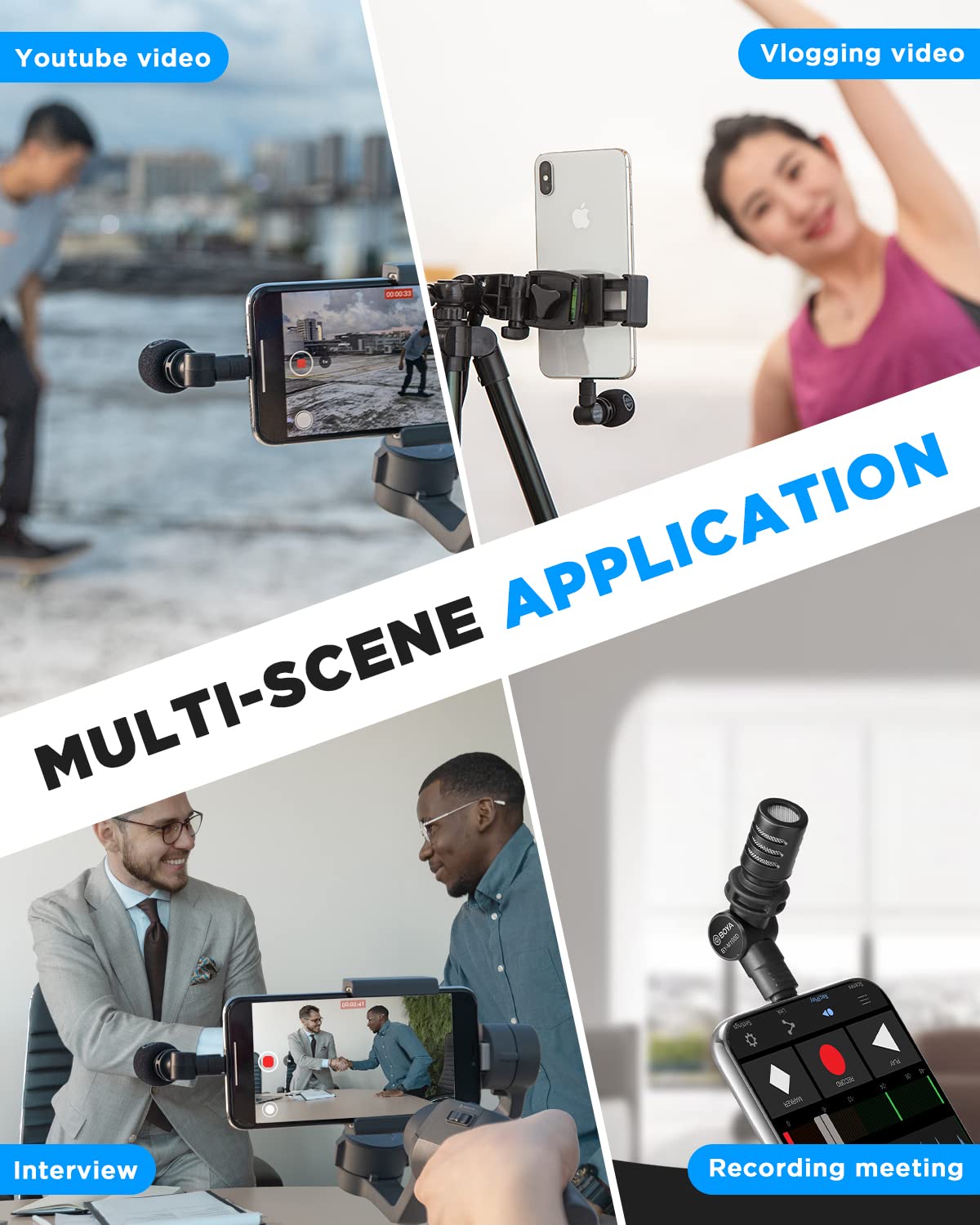 BOYA BY-M100D iPhone Microphone Mini Plug&Play Phone Microphone for iPhone 14/14 Pro/13/iPad/IOS with Lightning Port for YouTube/Vlog/Interview