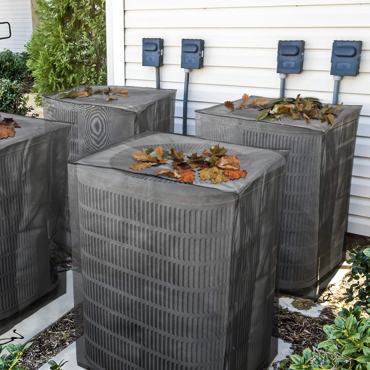 Luxiv Full Mesh Central Air Conditioner Cover, All Seasons Mesh Air Conditioner Leaf Guard AC Cover for Outdoor Central Ac (Black, 31.5 x 31.5 x 35.5)