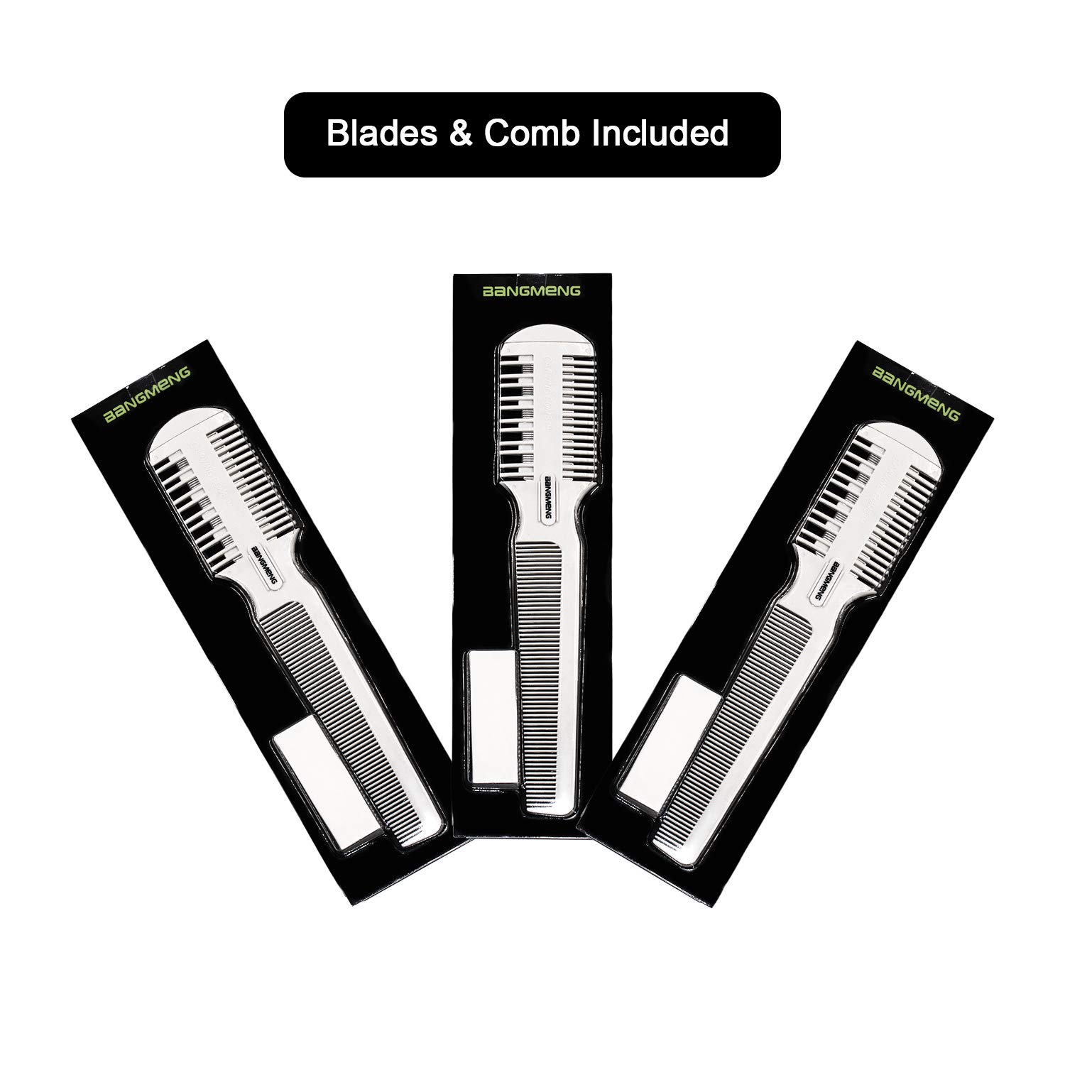 BANGMENG Hair Cutter Comb,Shaper Double Edge Razor,Split Ends Hair Trimmer Styler, For Thin & Thick Hair Cutting and Styling, Extra 5 Blades Included.