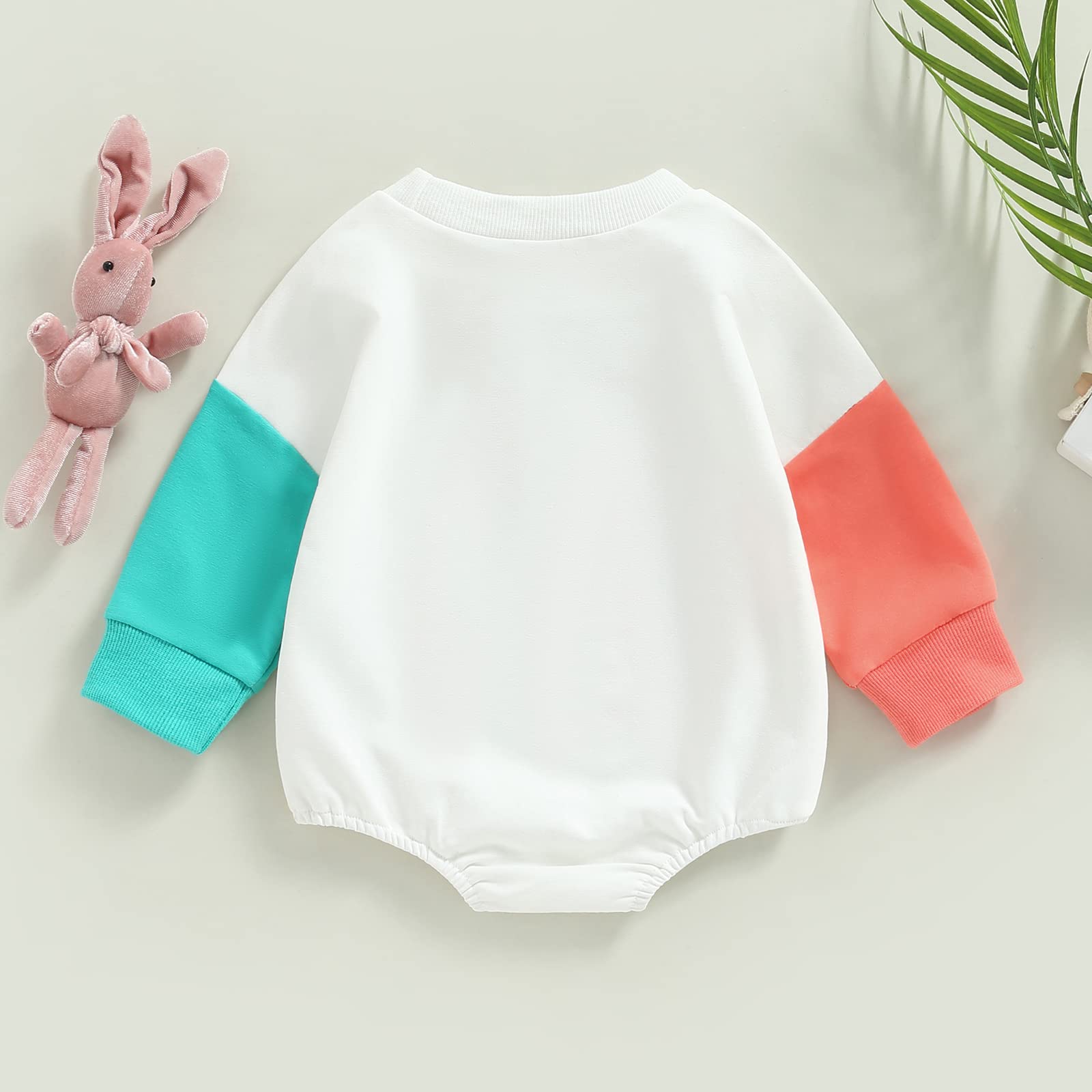 Chloefairy Baby Girl Boy Easter Outfit Crewneck Sweatshirt Bubble Romper Thick Thighs Easter Vibes Onesie Baby Bunny Outfit (White-Easter, 6-12 Months)