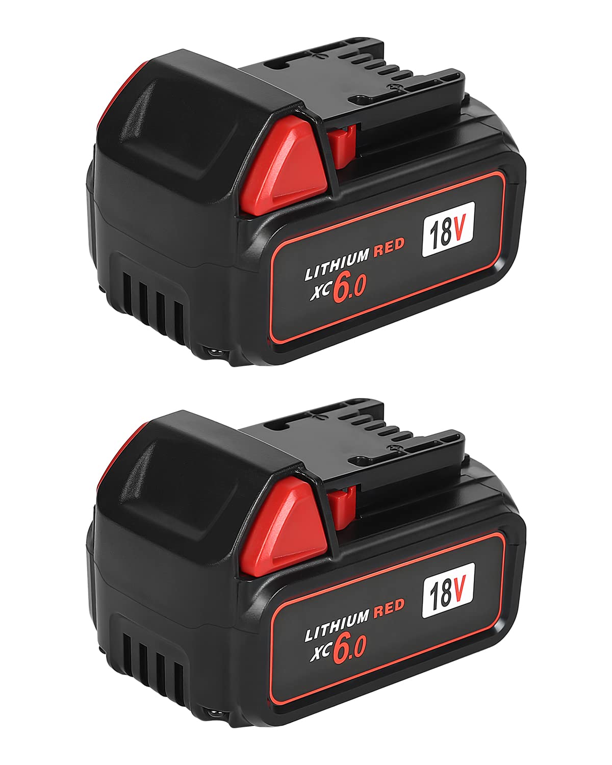 Bslite 2Packs Replacement for Milwaukee M18 Battery 6.0Ah 48-11-1862 Compatible with Milwaukee M18 Battery Tools and Charger(Black)