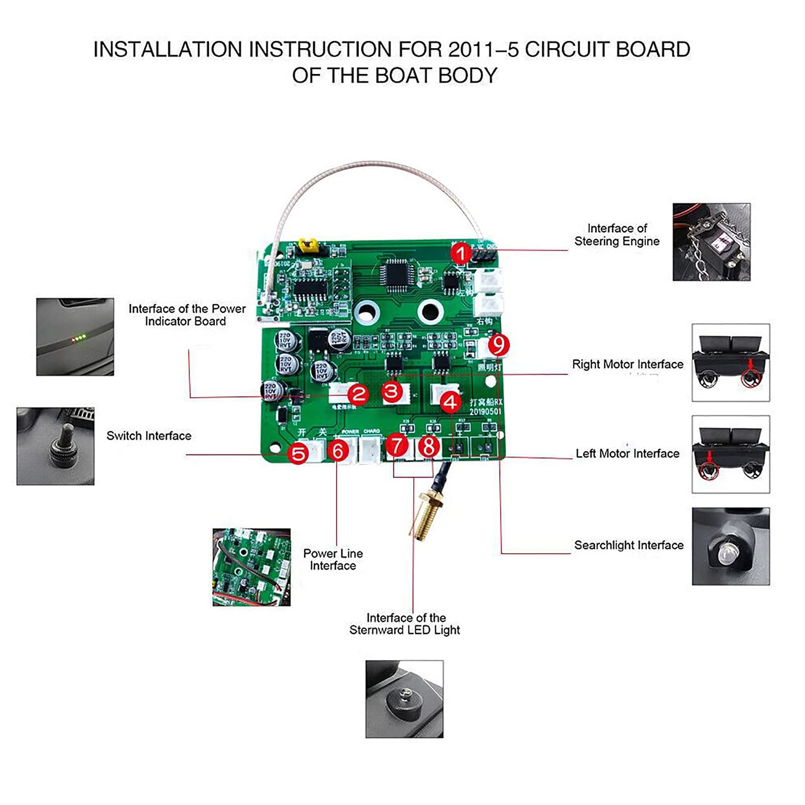 Boat Remote Control Circuit Board, Transmitter Circuit Board PCB for Flytec 2011-5 Outdoor Fishing Bait Boat