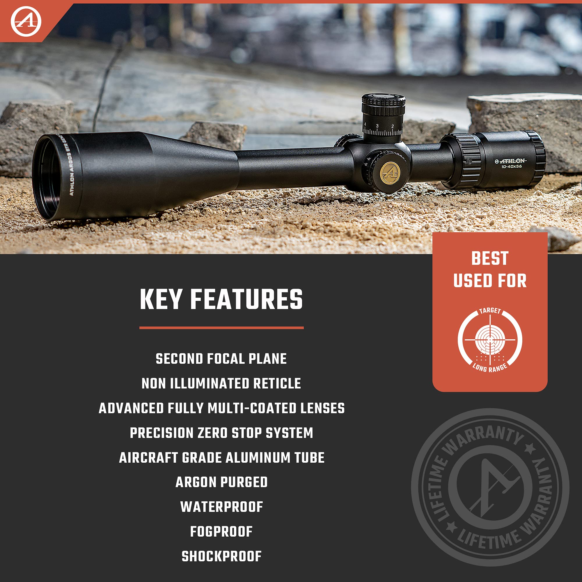 Athlon Optics Argos BTR GEN2 10-24x56 Riflescope - BLR SFP IR MOA, Black