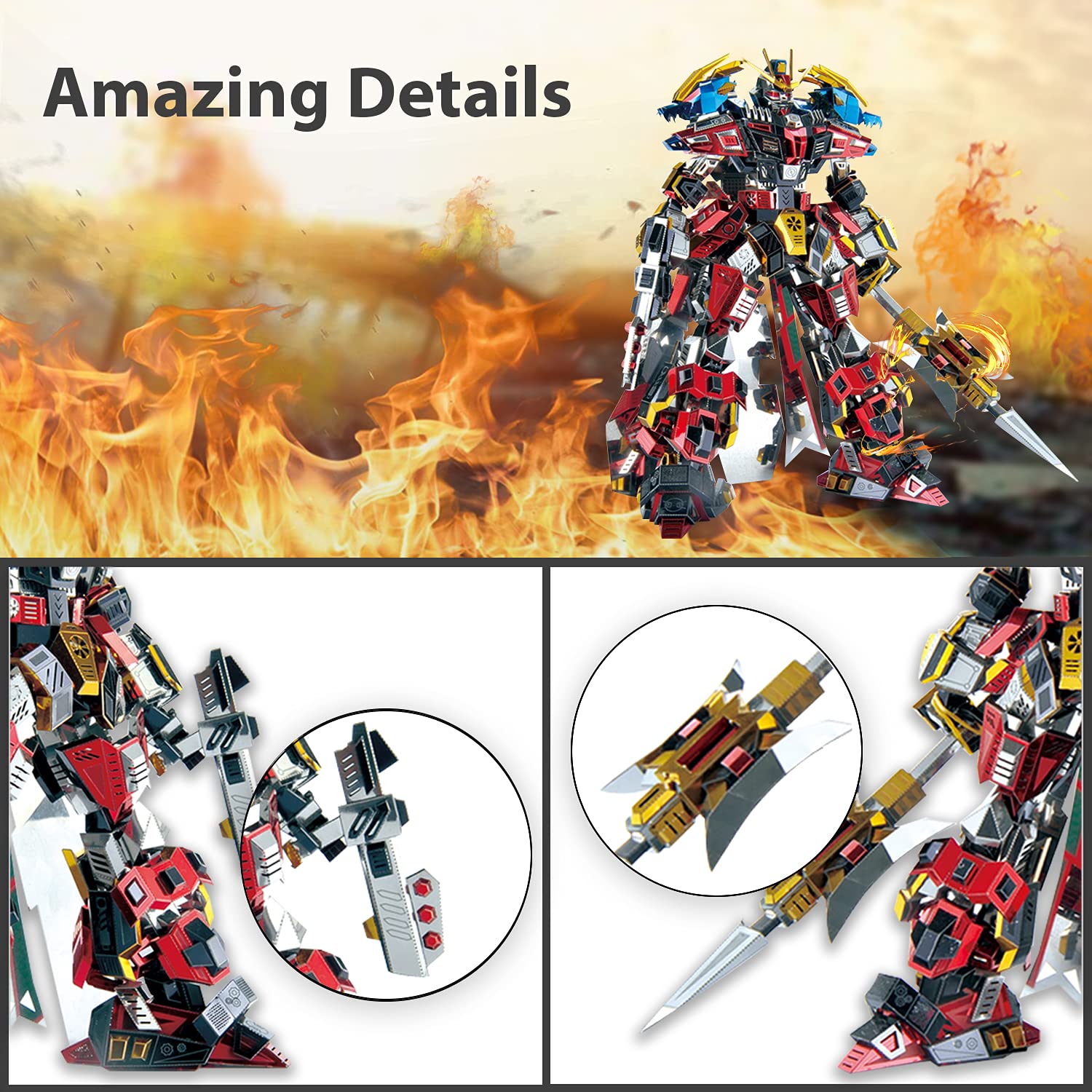 Microworld 3D Metal Model Kits, Lyu Bu 3D Metal Puzzle Mechanical Soldier Figure Warrior, Challenge Metal Earth Model Kits Jigsaw Brain Teaser DIY Art Craft Puzzles for Adults Men Boys