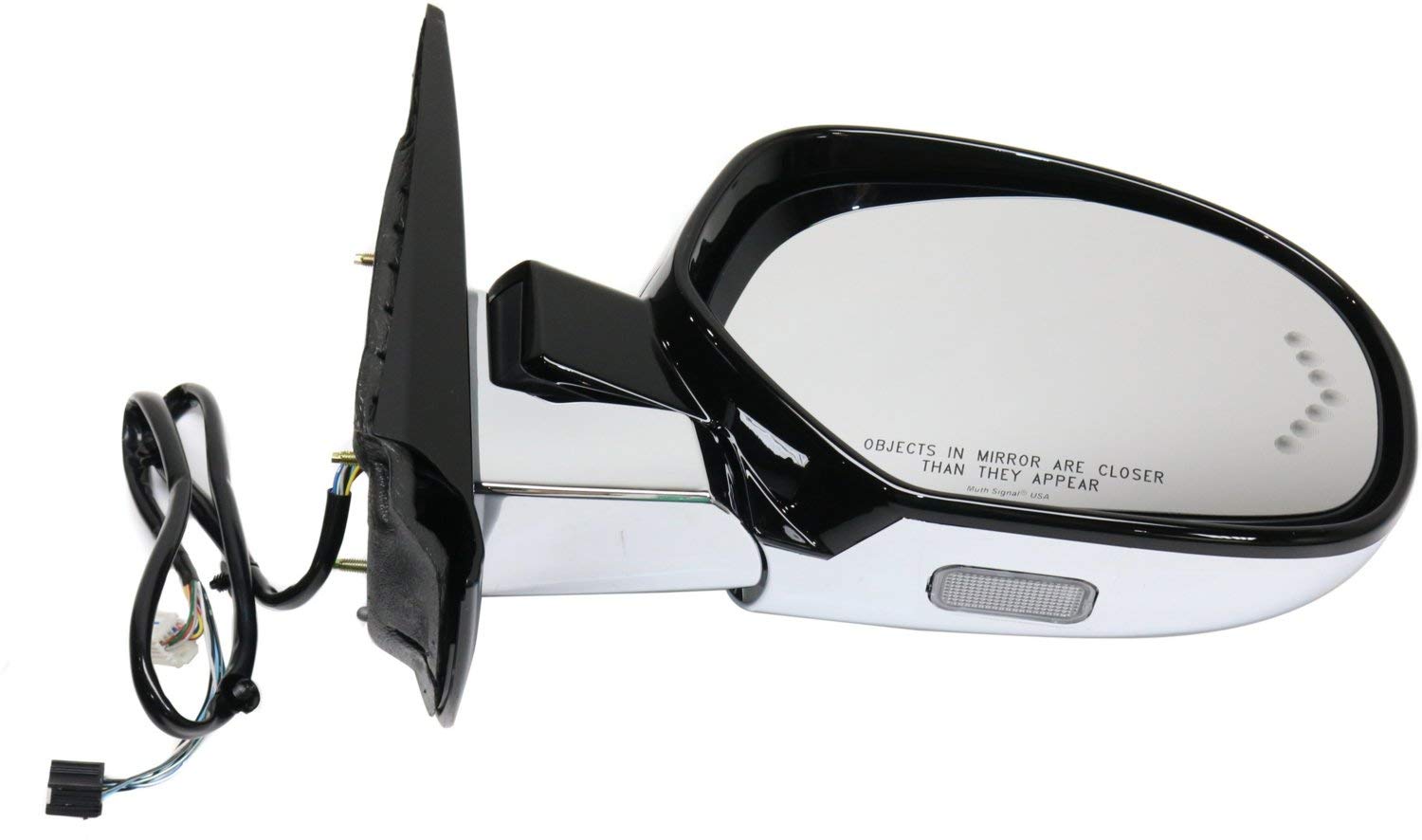 Kool Vue Driver & Passenger Side Power Heated Mirrors for Cadillac Escalade Escalade ESV 2007-2014 Power Fold With Signal Light, Memory & Puddle Lamp; Without Blind Spot Monitor Chrome