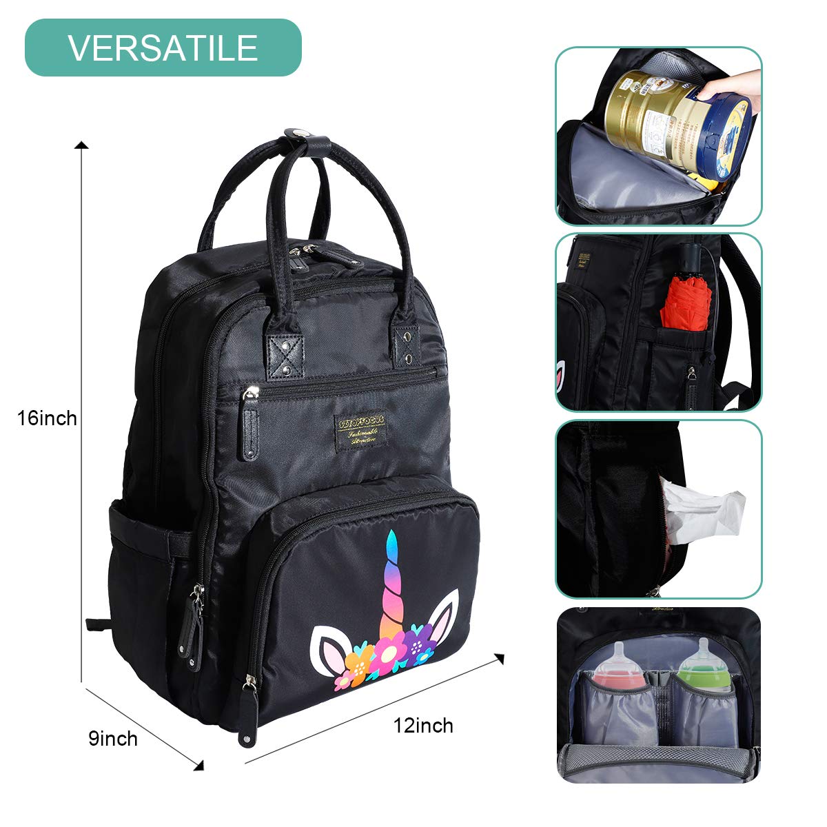 Baby Diaper Bag Backpack-Large Backpack Diaper Bag Organizer With Changing Pad For Mom Dad Travel , Modern Cloth Diaper Wet Bag Black Tote Nappy Bags