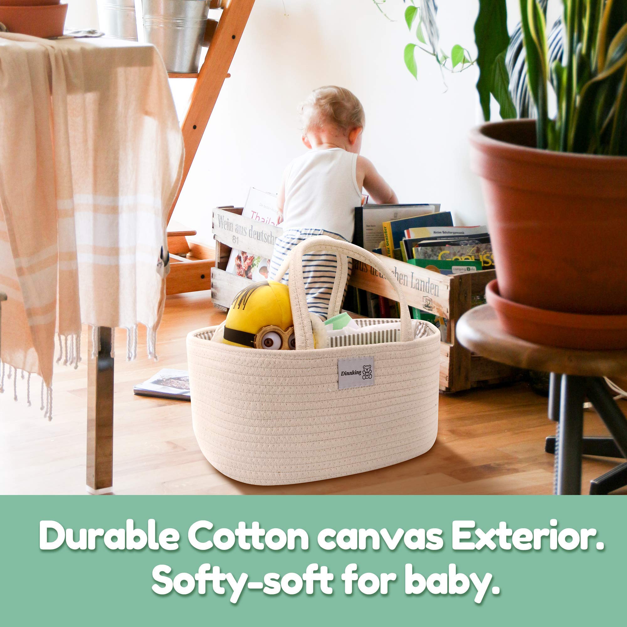 Baby Diaper Caddy - Baby Shower Gift Basket Nursery Storage Bin and Car Organizer, for Diapers and Baby Wipes