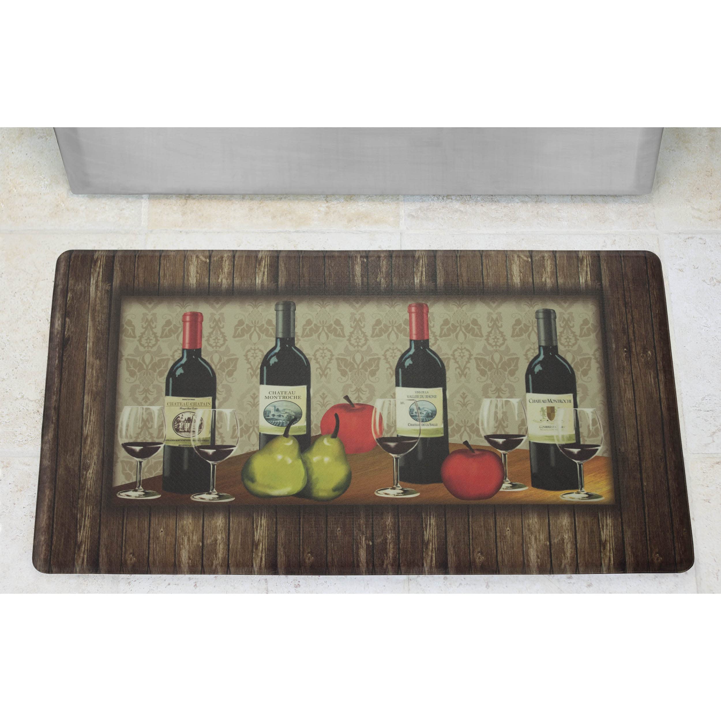 Chef Gear - Anti-Fatigue Kitchen Mat, Novelty Design, Cushioned Comfort Chef Mat, Standing Relief & Support| Skid-Resistant, Measures 18" x 30", Sophisticated Wine Design