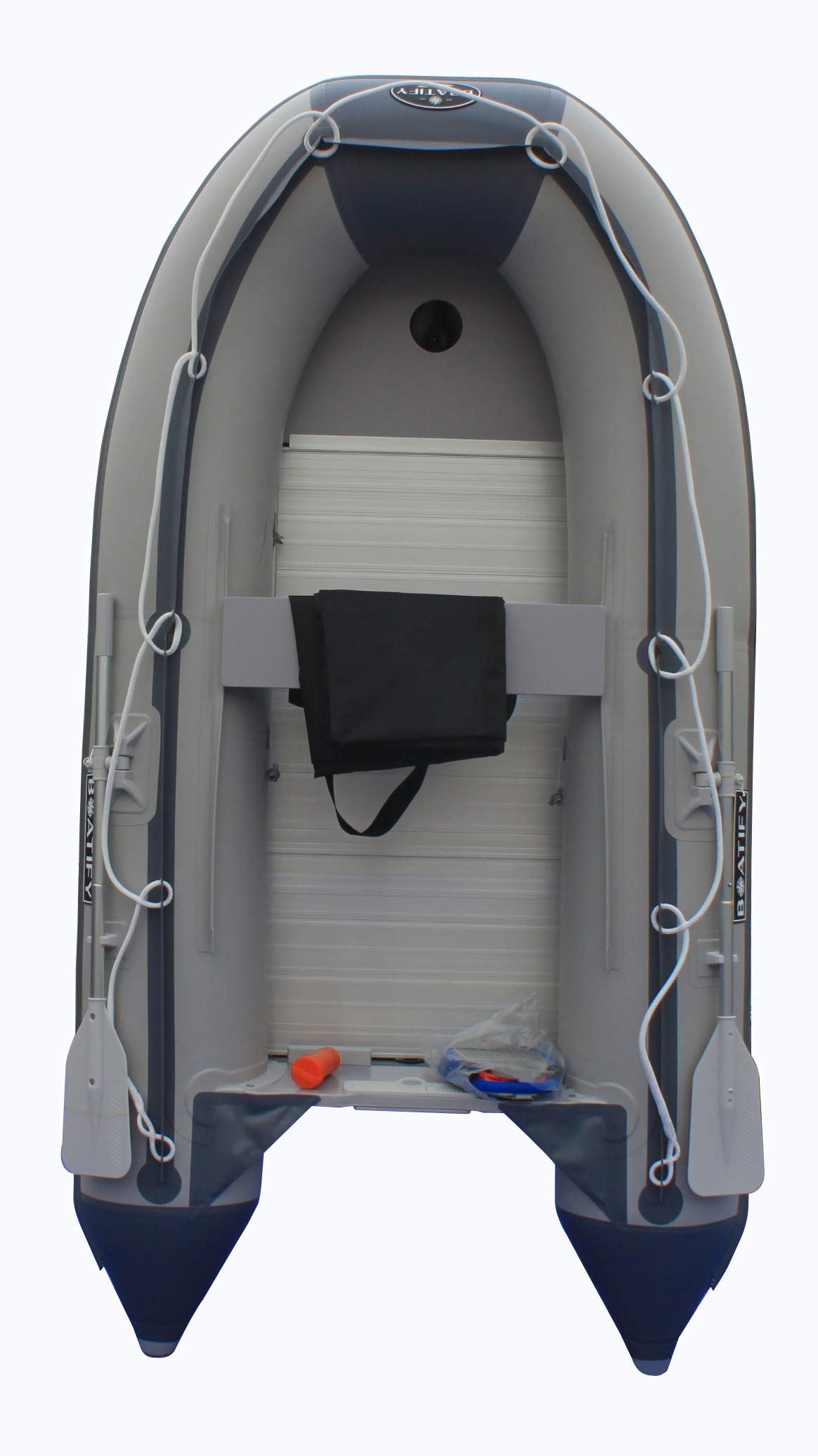 Boatify 8.9 ft Inflatable Boat Raft Dinghy Pontoon Boat with Aluminum Floor-Grey