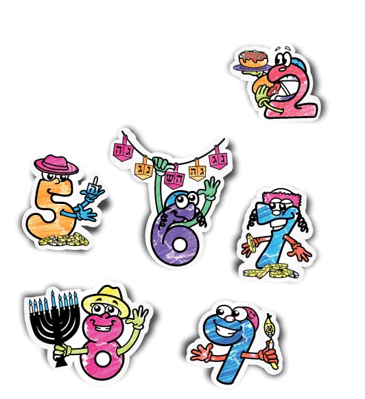 Izzy 'n' Dizzy Hanukkah Color-in Stickers Art Kit - Includes 8" x 6" board and 4 Crayons - Chanukah Arts and Crafts - Gifts and Games