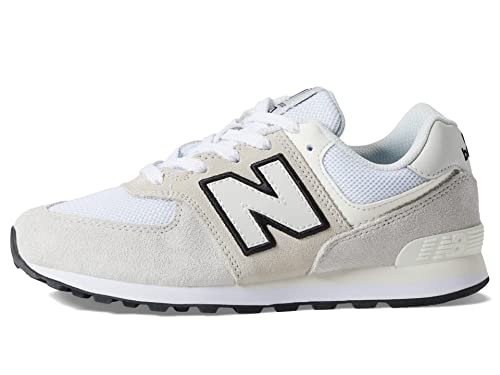 New Balance Boy's Kids 574 V1 70s Racing Lace-up Sneaker, Nimbus Cloud/Sea Salt/Black, 4 Big