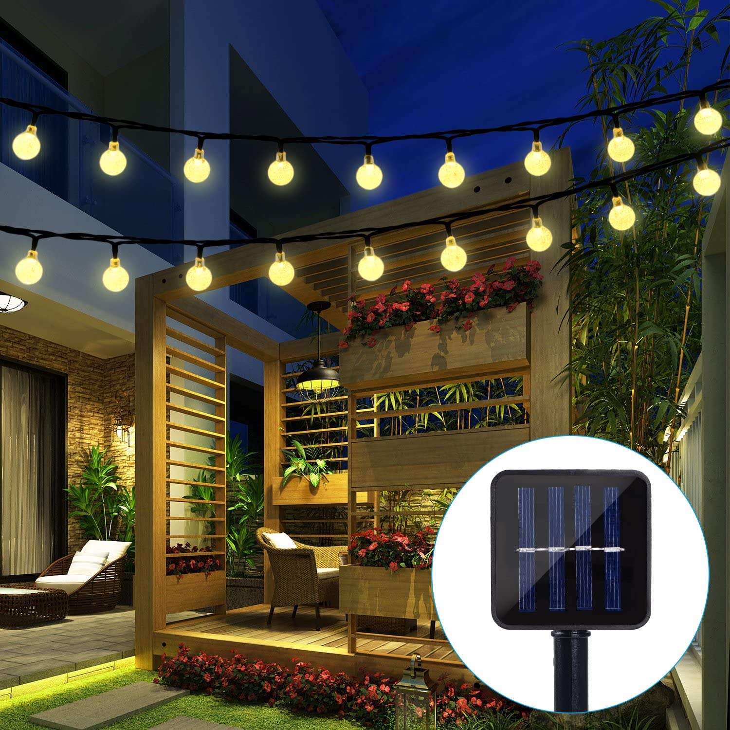 BAOANT Solar String Lights Crystal Ball Waterproof String Lights Solar Powered Fairy Lighting for Garden Home Patio Landscape Holiday Decorations(Warm White)