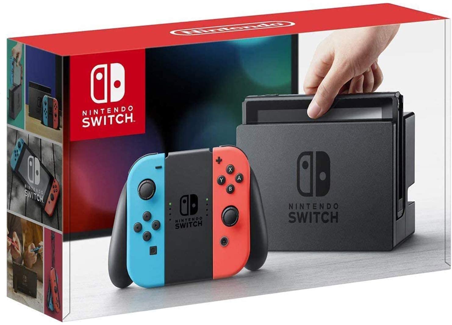 Nintendo Newest Switch with Neon Blue and Neon Red Joy-Con - 6.2" Touchscreen LCD Display, 802.11AC WiFi, Bluetooth 4.1 - AllyFlex 128GB MemoryCard