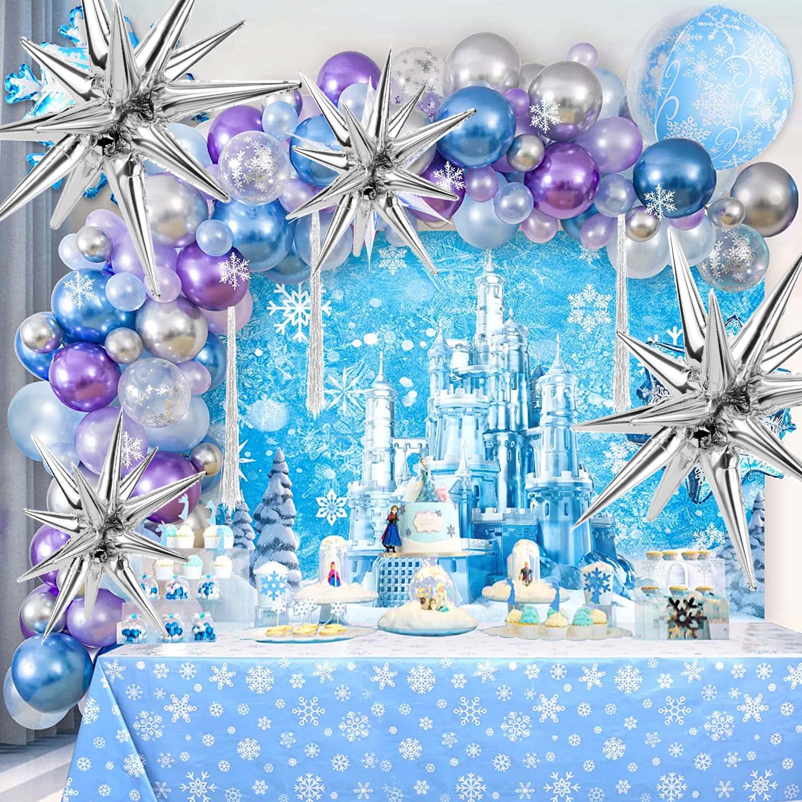 Cadeya 8 Pcs Star Balloons, Huge Silver Explosion Star Aluminum Foil Balloons for Birthday, Baby Shower, Wedding, Bachelorette Party, Disco Party Decorations Supplies