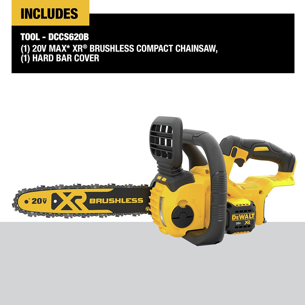 Dewalt DCCS620BDCB240C-BNDL 20V MAX XR Brushless Lithium-Ion 12 in. Compact Chainsaw and 20V MAX 4 Ah Lithium-Ion Battery and Charger Starter Kit Bundle