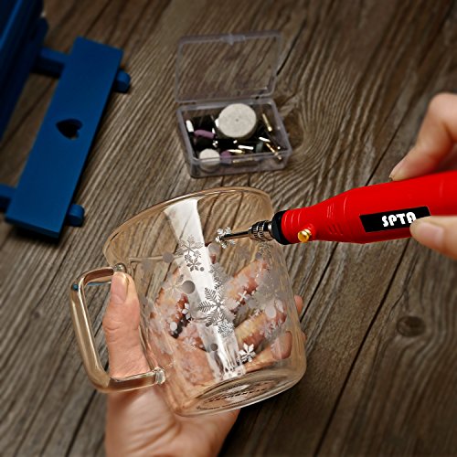 Electric Rotary Tool Kit, SPTA Mini Electric Grinder Set Mini Handle Electric Drill Grinding Engraving Pen Milling Trimming Polishing Drilling Cutting Engraving Tool 33Pcs Kit