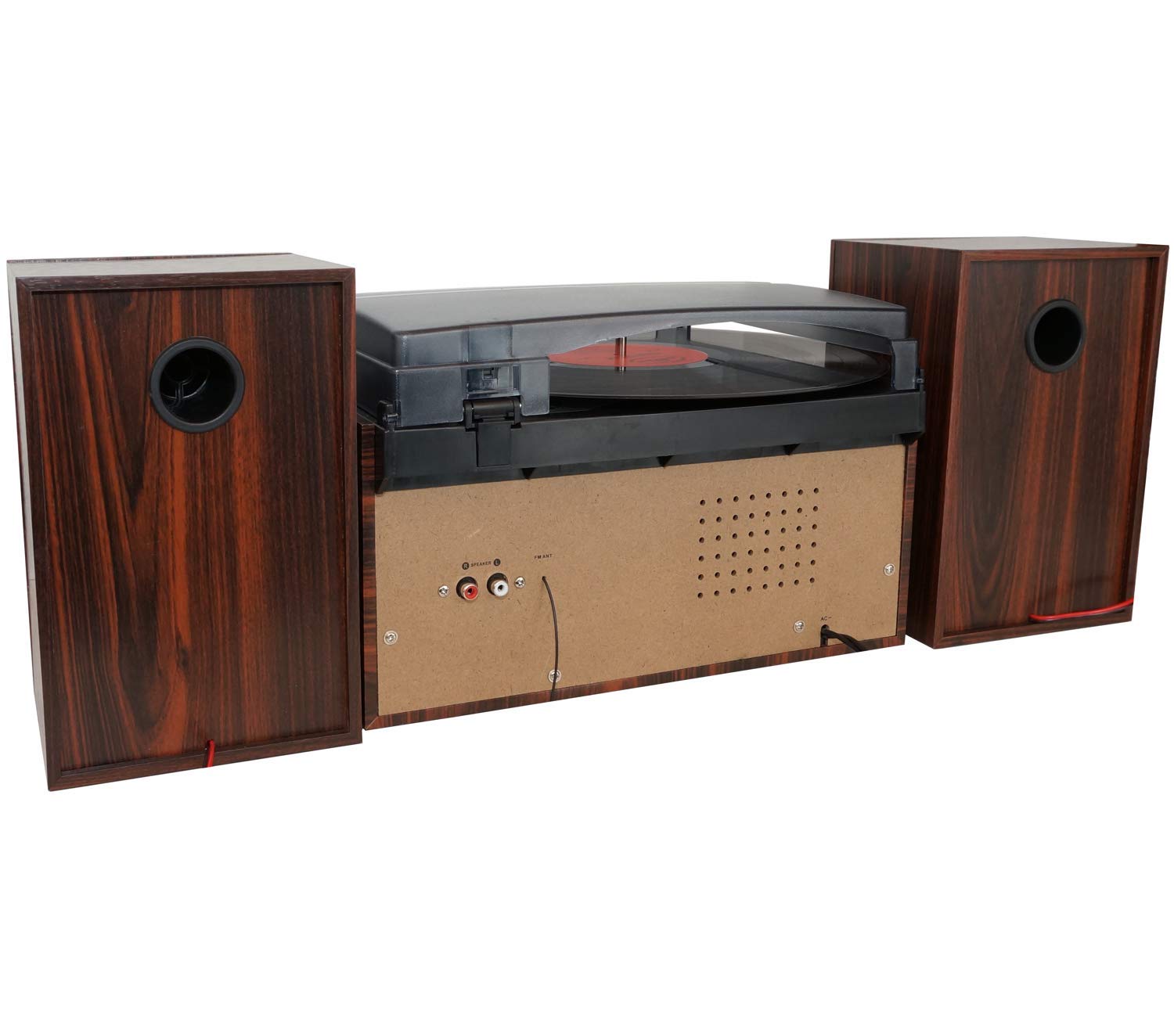 Boytone BT-28MB, Bluetooth Classic Style Record Player Turntable with AM/FM Radio, CD/Cassette Player, 2 Separate Stereo Speakers, Record from Vinyl, Radio, and Cassette to MP3, SD Slot, USB, AUX