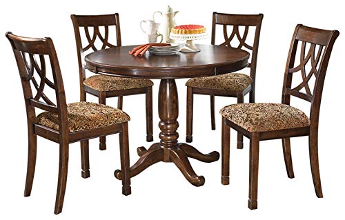 Ashley Furniture Signature Design - Leahlyn Dining Upholstered Side Chair - Pierced Splat Back - Set of 2 - Medium Brown