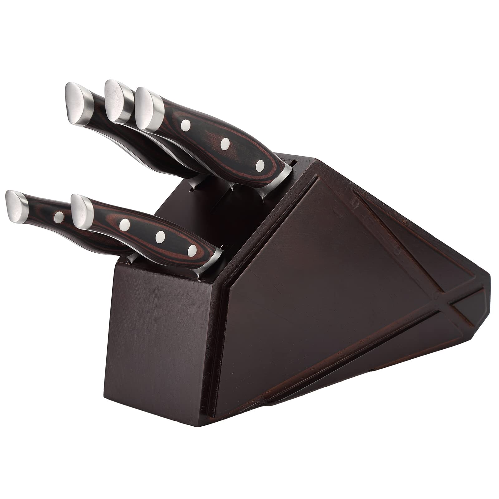Chef Knife Set, Karcu 6-Piece Professional German Steel Kitchen Knife Block Sets, Brown