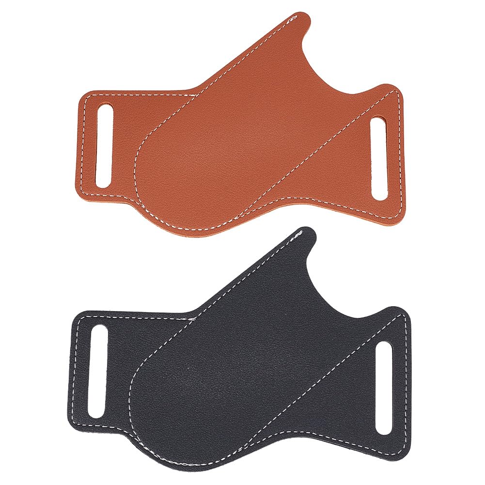 DELORIGIN 2pcs Leather Knife Sheath 2 Colors Belt Pocket Folding Knife Holder Belt Trapper Knife Carrier Pocket EDC Belt Knife Holster Open Top Knife Belt Sheath for Men Folding Knife Carrier Keys