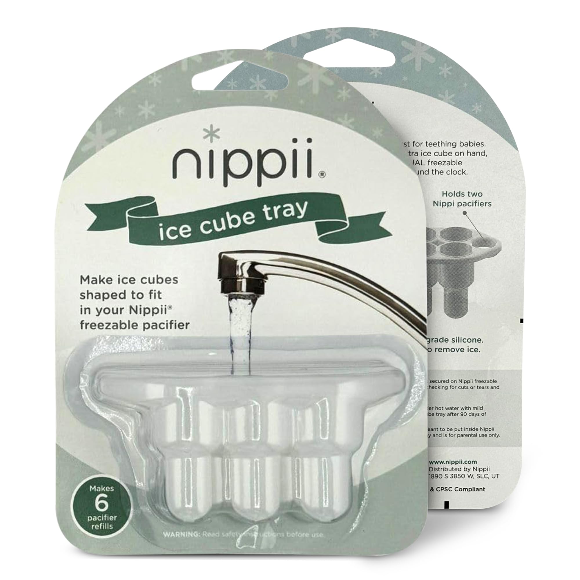 Nippii Ice Cube Tray for Freezable Teether Pacifier - BPA Free Silicone Ice Cube Trays for Freezer - Designed to Fit Nippii Teething Pacifier - Ideal for Baby Teething Relief - Makes 6 Small Ice Cubes