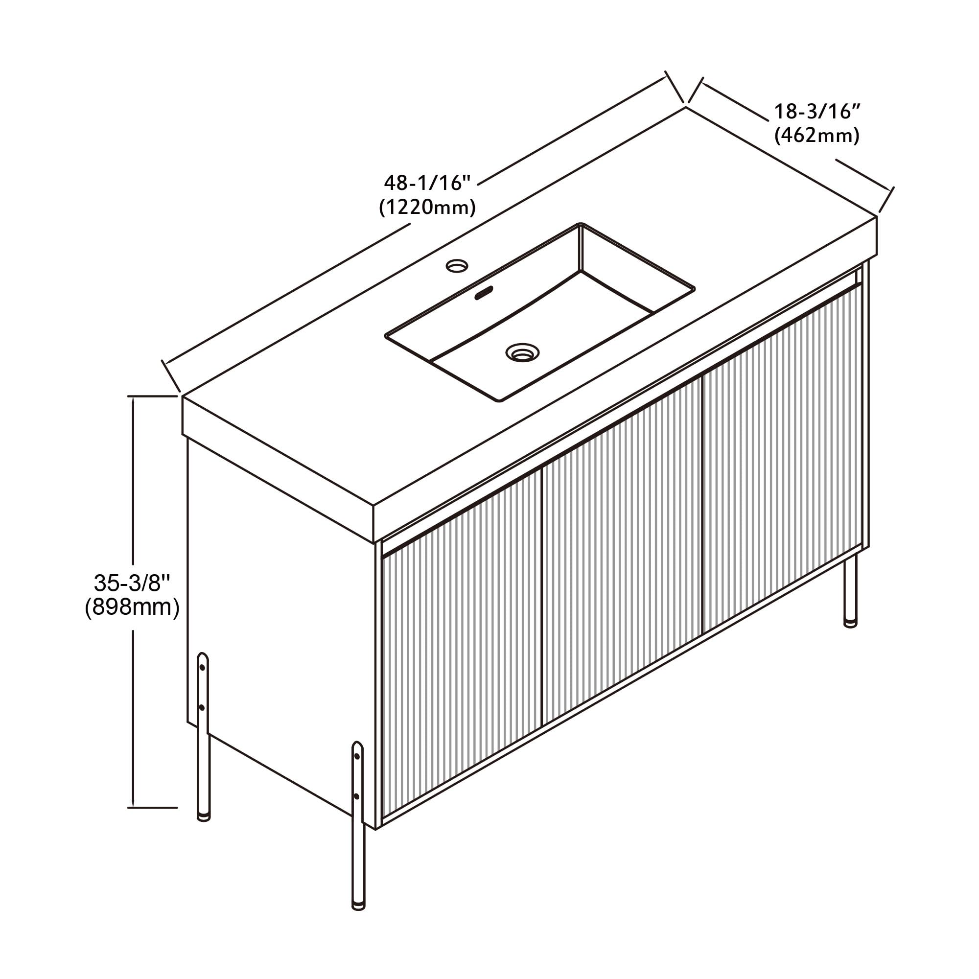 Dowell 48" Inch White Bathroom Vanity with Single Gel/Resin White Sink Combo, Modern Bathroom Cabinet with Soft-Close Door, Freestanding Bathroom Vanity Set - 002 Series [Assembly Required]