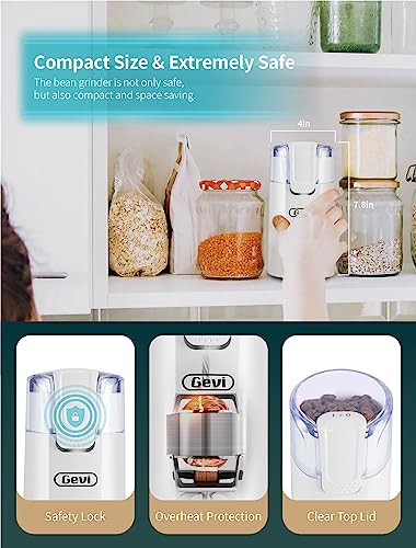 Electric Coffee Grinder Stainless Steel Blade Grinder for Coffee Espresso Latte Mochas, Noiseless Operation.GECGI140-U-1