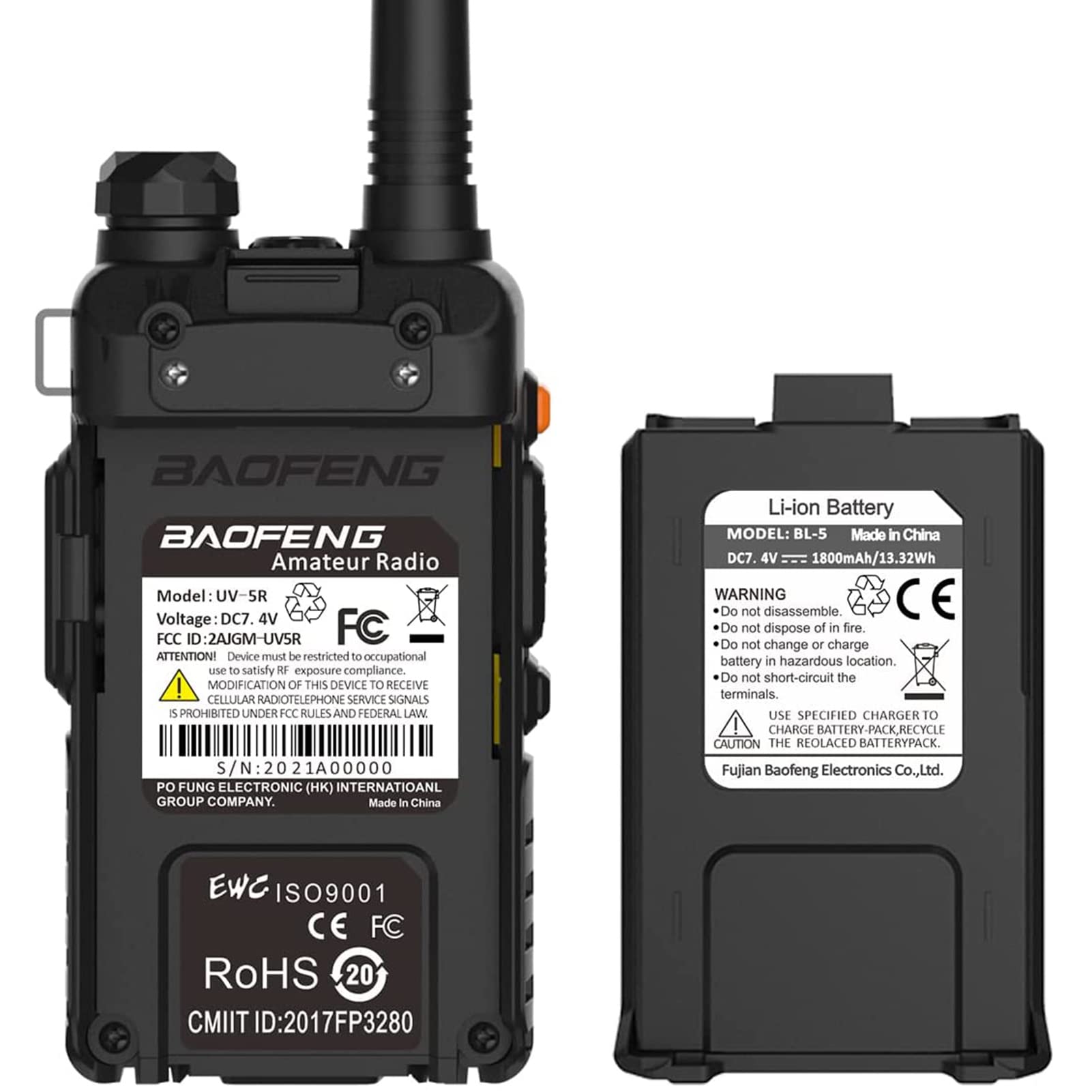 Baofeng UV-5R Dual Band Two Way Radio Pack of 4 for Hiking Camping Skiing Trip (Black)