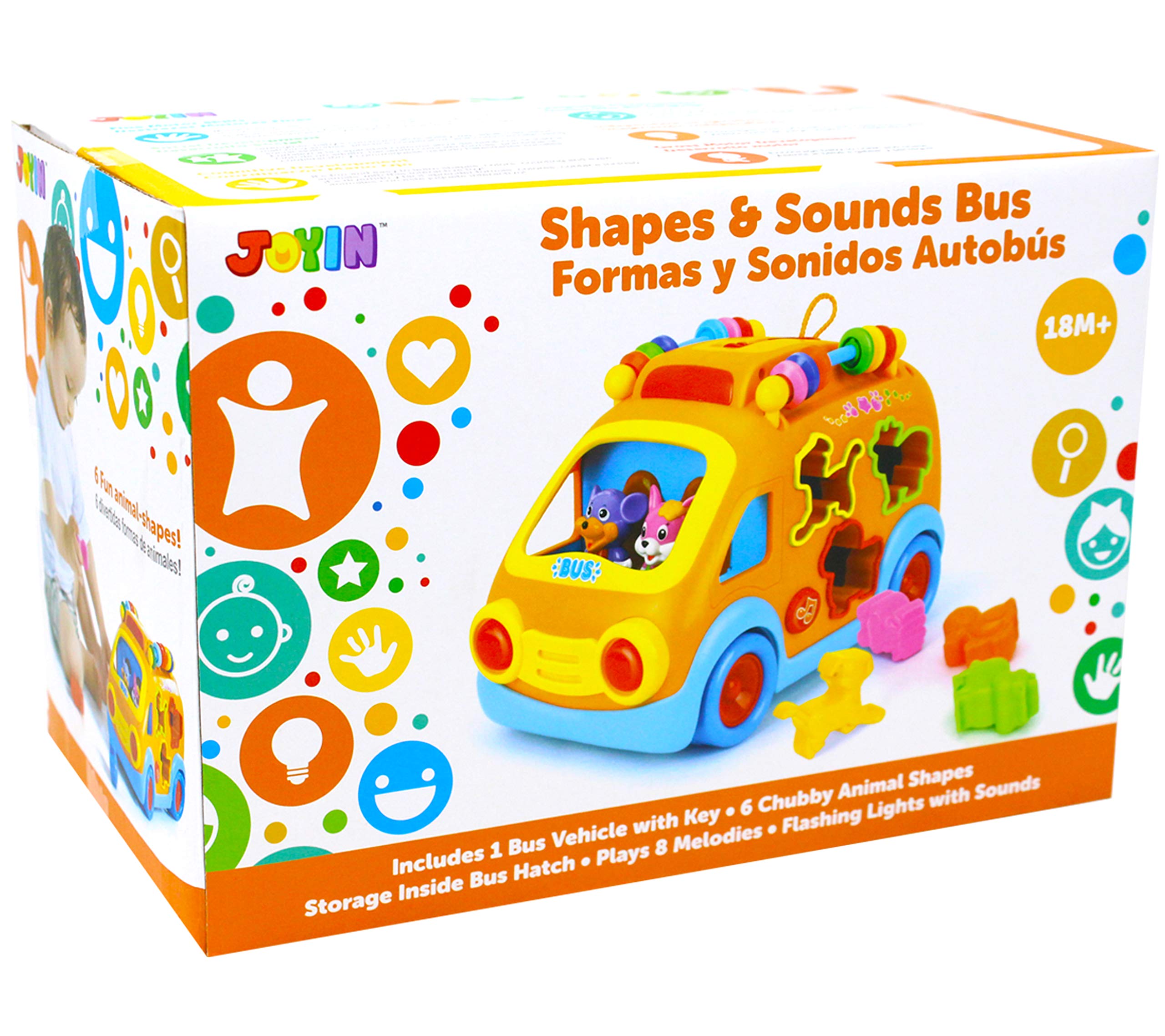 JOYIN Musical Toy, Baby Toy with 3D Animals Shapes, LED Light Up Car for Kids, Infant, Toddler, Interactive Learning Toy, Educational Toy, Easter Basket Stuffers and Gifts