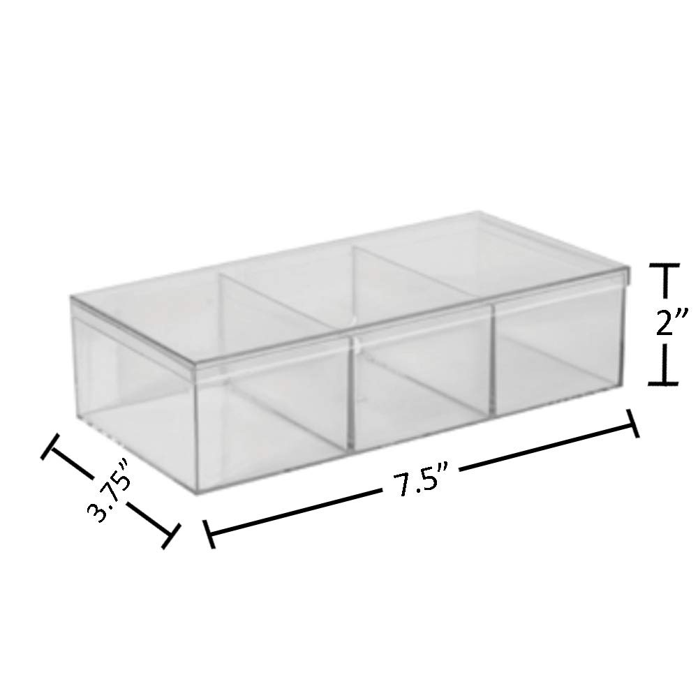 Hammont Rectangle Acrylic Box - Shelf Organizer Bins - Clear Storage Containers - Candy Party Favors | Bathroom Storage | Makeup Cosmetic Organization | Tall: 4"x4"x8" (3 Pack)