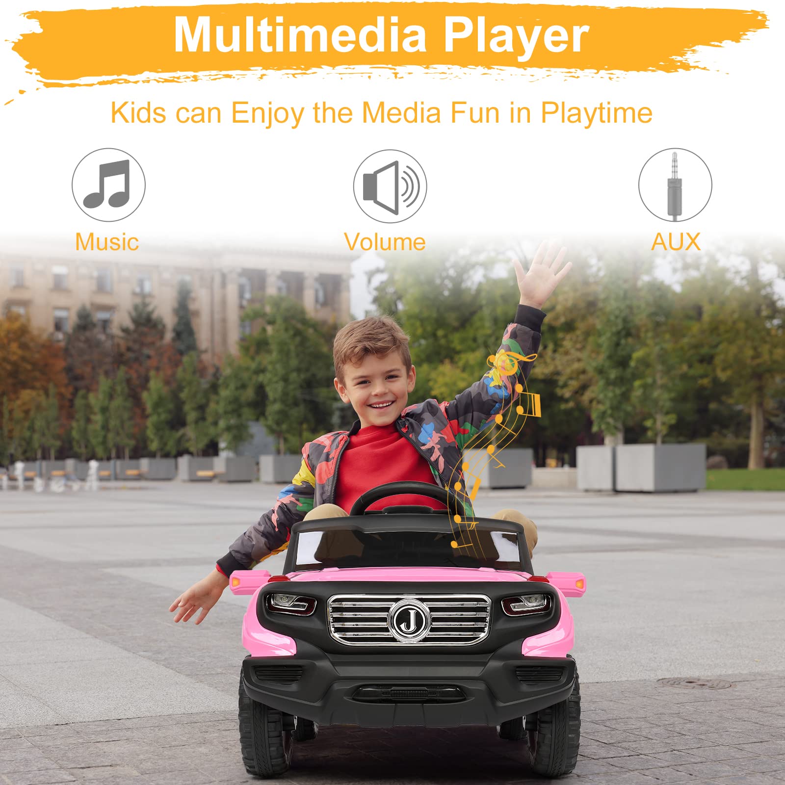 JOYMOR Kids Ride on Toy, Kids Truck 6V Battery Motorized Vehicles, w/Parent Remote Control, Children's Best Toy with 3 Speeds (Pink)