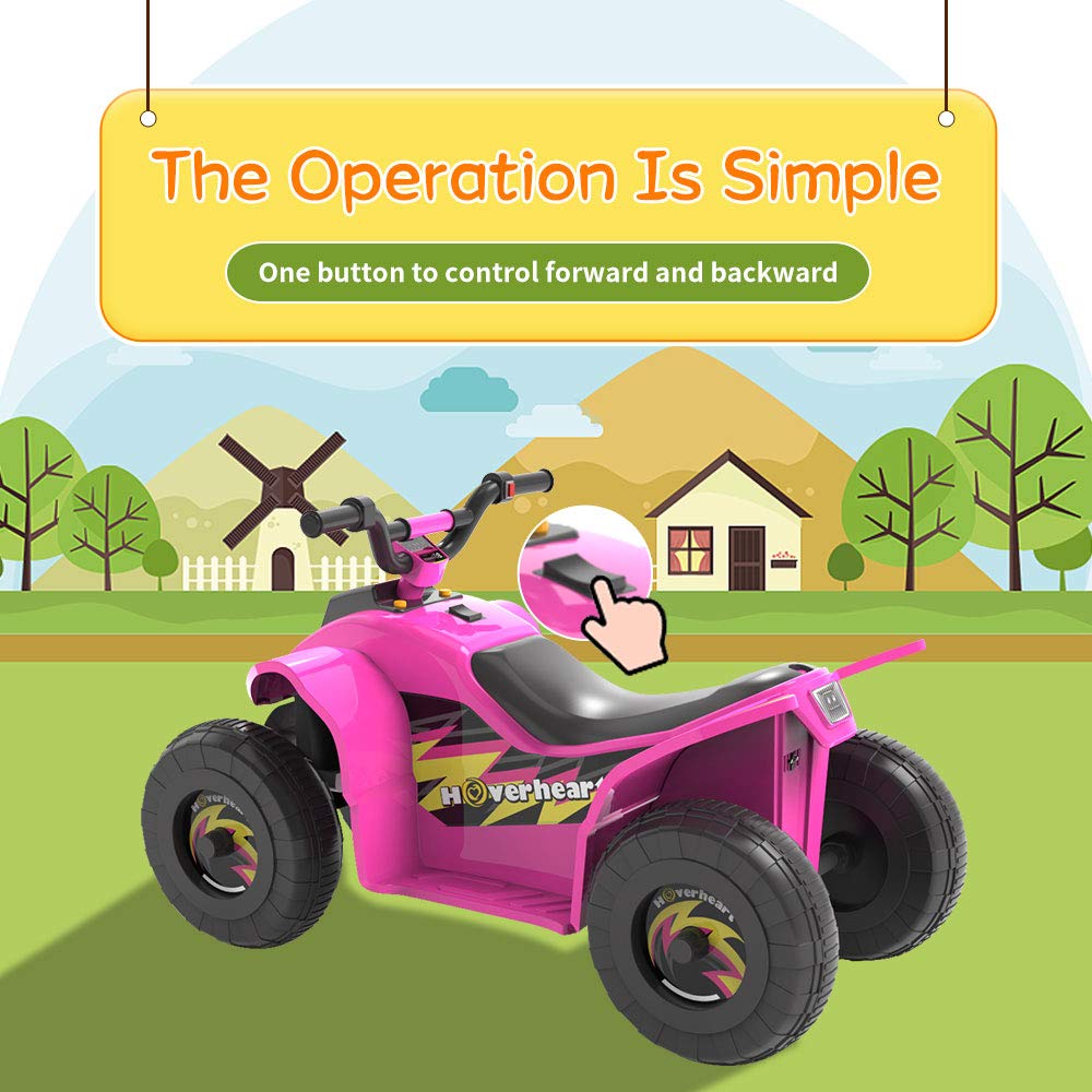 HOVER HEART 6V Electric Mini ATV Quad, 4 Color Beach Car Ride on Equiped with Backward and Forward Control Suitable to 3 Years Old Kids