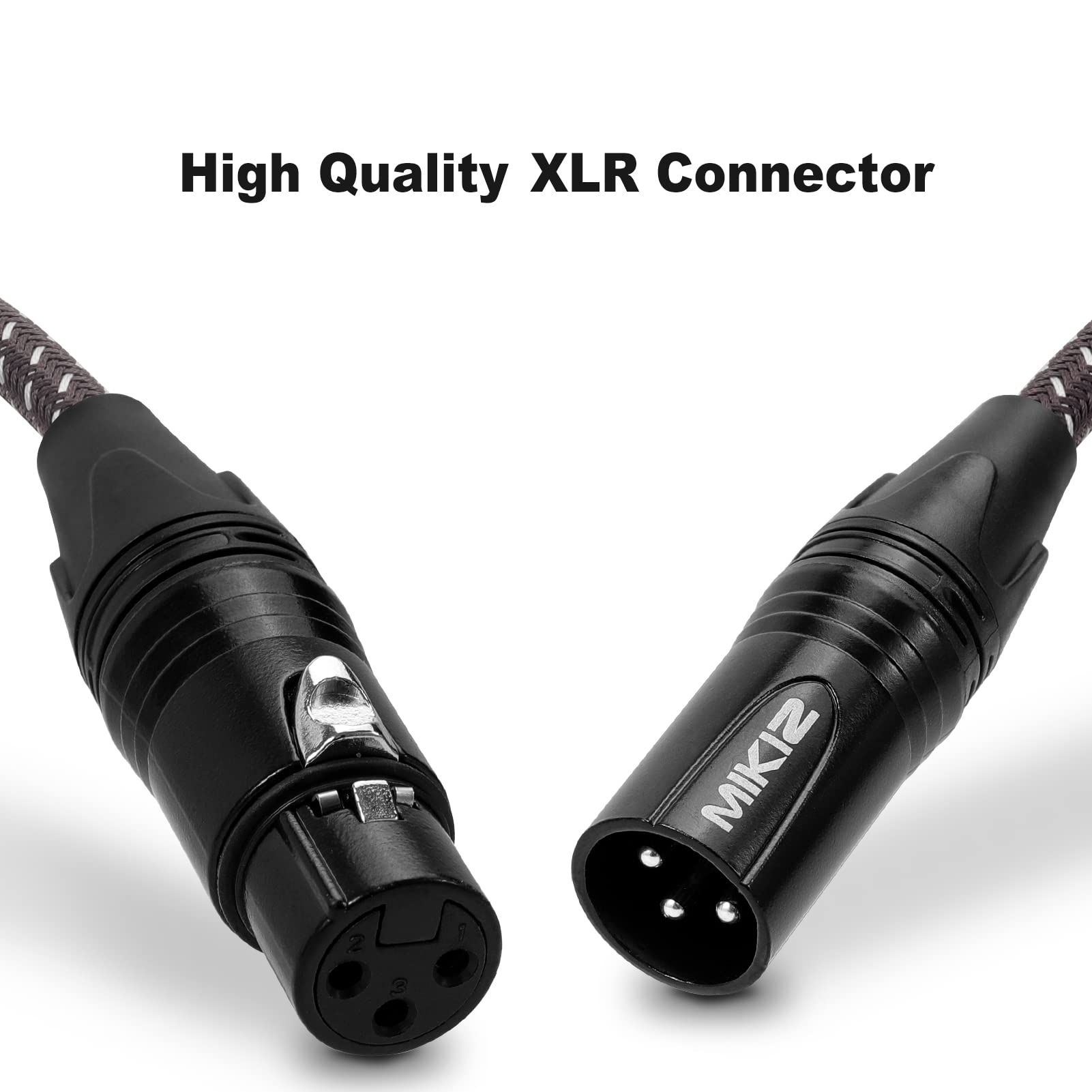 MIKIZ 6ft XLR Cables Braided 10 Packs Premium XLR Microphone Cable Male to Female Patch Cable 6 Feet