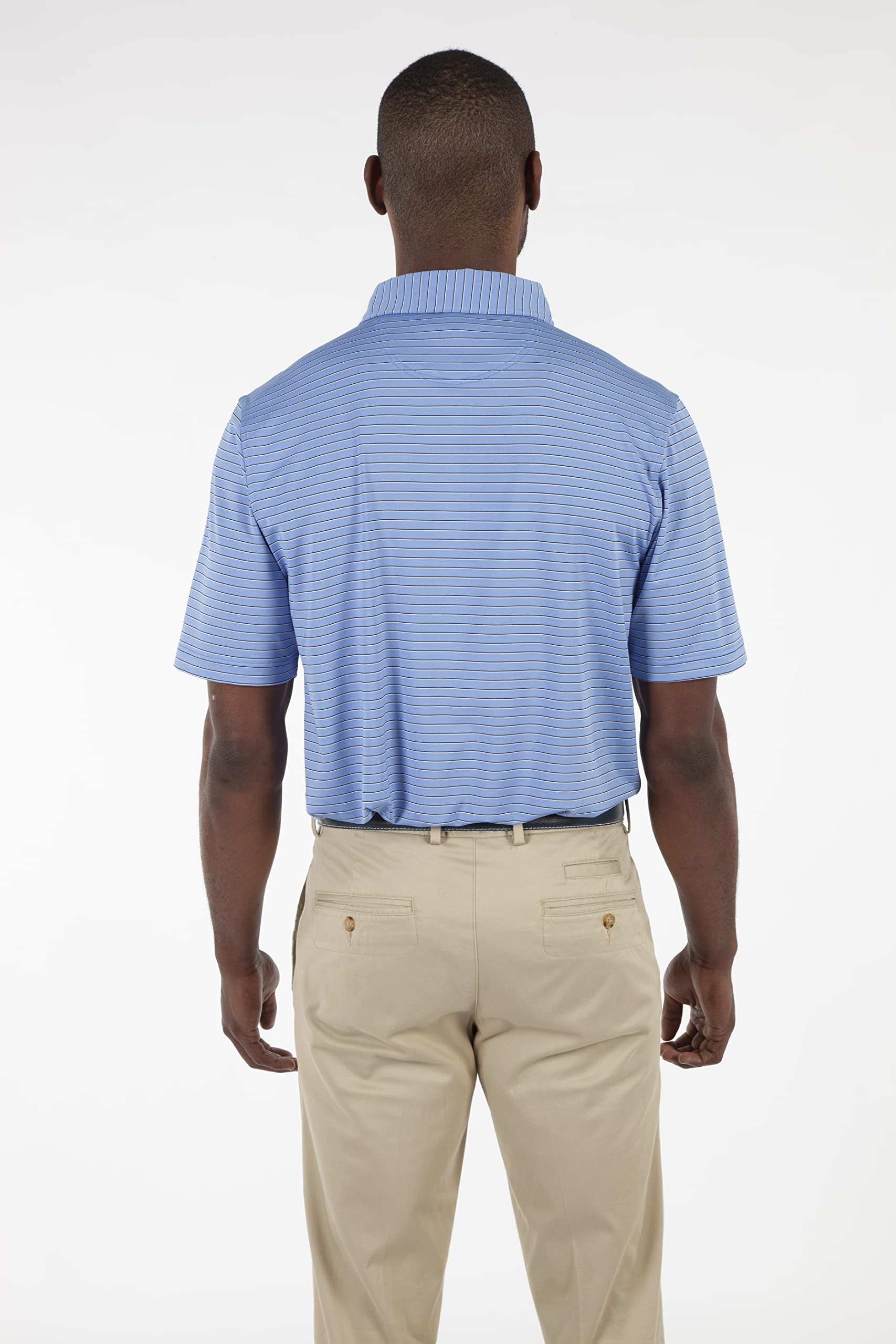 Bobby Jones Golf Apparel - Performance RTJ Cypress Stripe Short Sleeve Golf Polo for Men (XX-Large, Sky Blue)