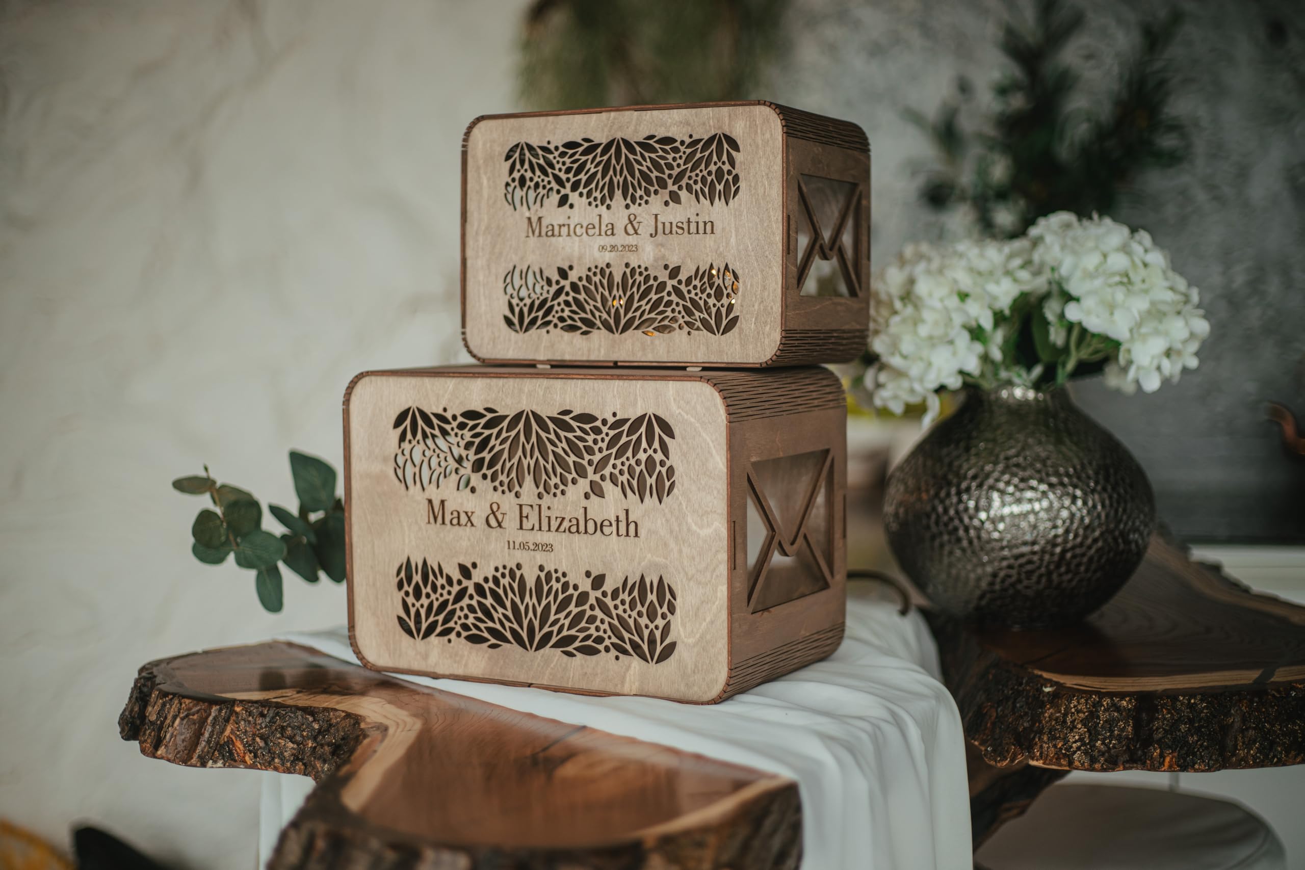 Custom Wedding Card Box, Rustic Wedding Decor, Boho Wedding Post Box, Wedding Money Box, Wood and Acrylic Card Box