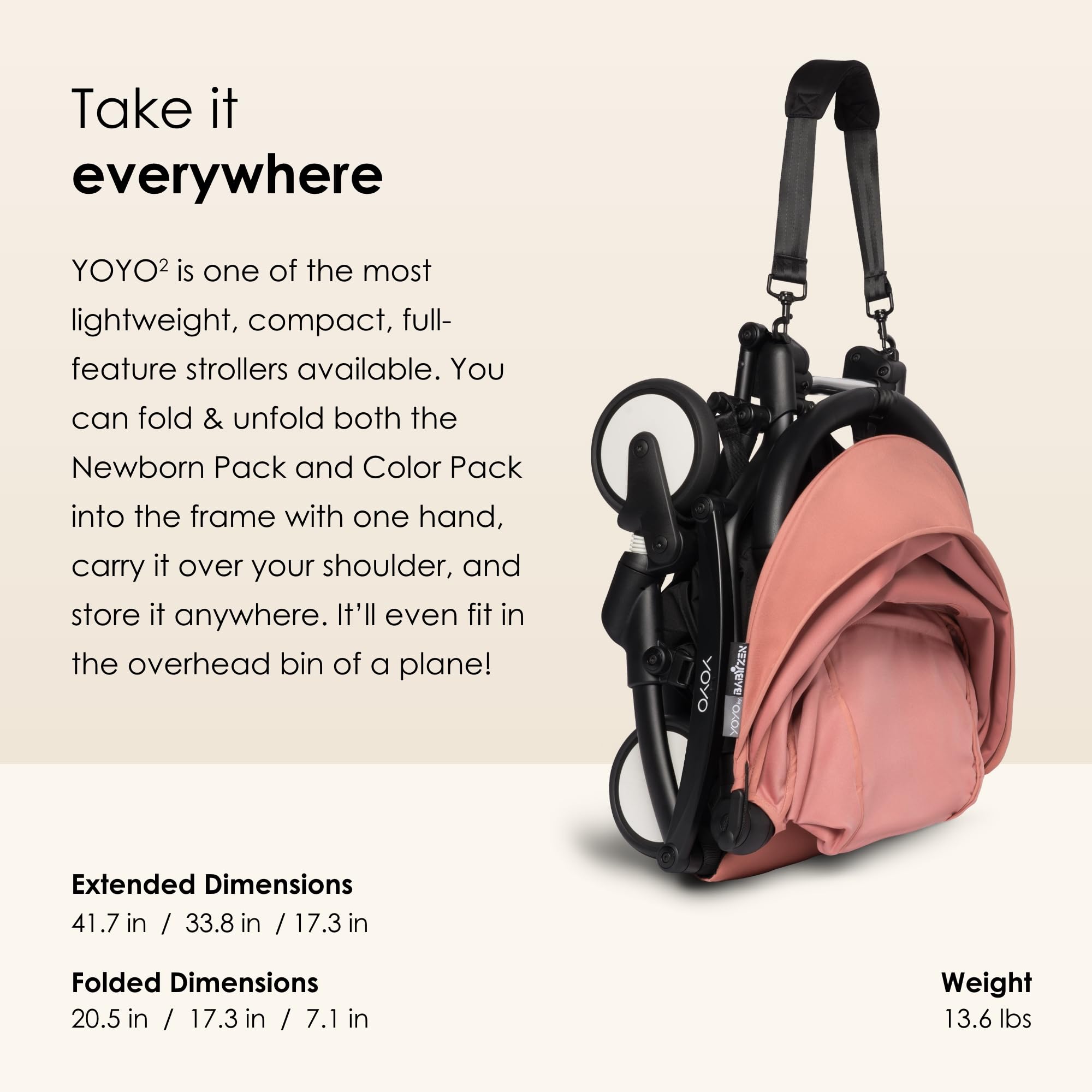 BABYZEN YOYO2 Stroller & 0+ Newborn Pack - Includes Black Frame, Ginger 6+ Color Pack & Ginger 0+ Newborn Pack - Suitable for Children Up to 48.5 Pounds