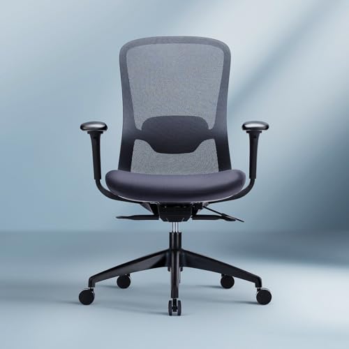 Ergonomic Mesh Office Chair, Mid Back Computer Executive Desk Chair with 4D Armrests, Slide Seat, Tilt Lock and Lumbar Support