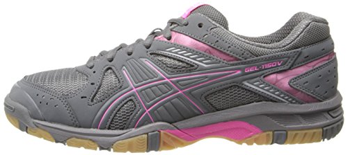 ASICS Women's Gel 1150V Volley Ball Shoe,Smoke/Knock Out Pink/Silver,11 M US