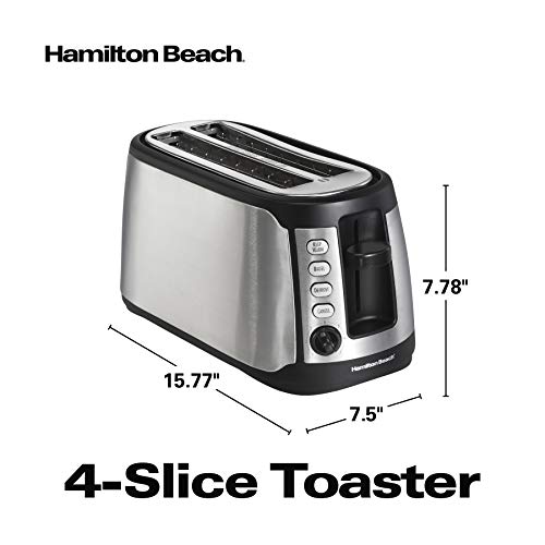 Hamilton Beach Extra Wide Slot Toaster with Shade Selector, Bagel, Keep Warm and Defrost Settings, Auto-Shutoff and Cancel Button, 4 Slice, Stainless Steel