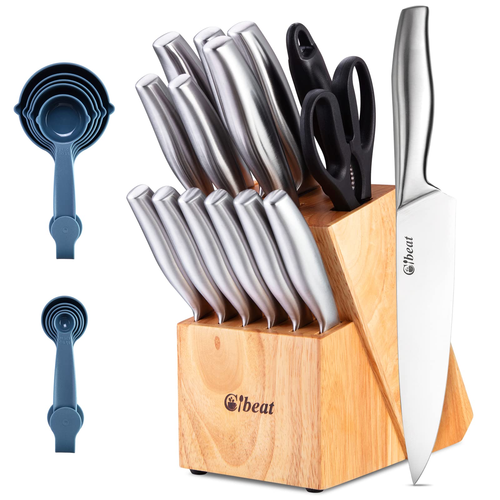 Cibeat 6 Piece Metallic Knife Set With Case, Sharp Kitchen Knife Set Professional, Dishwasher Safe Stainless Steel Knives Set For Cooking, Black - Scratch Resistant & Rust Proof