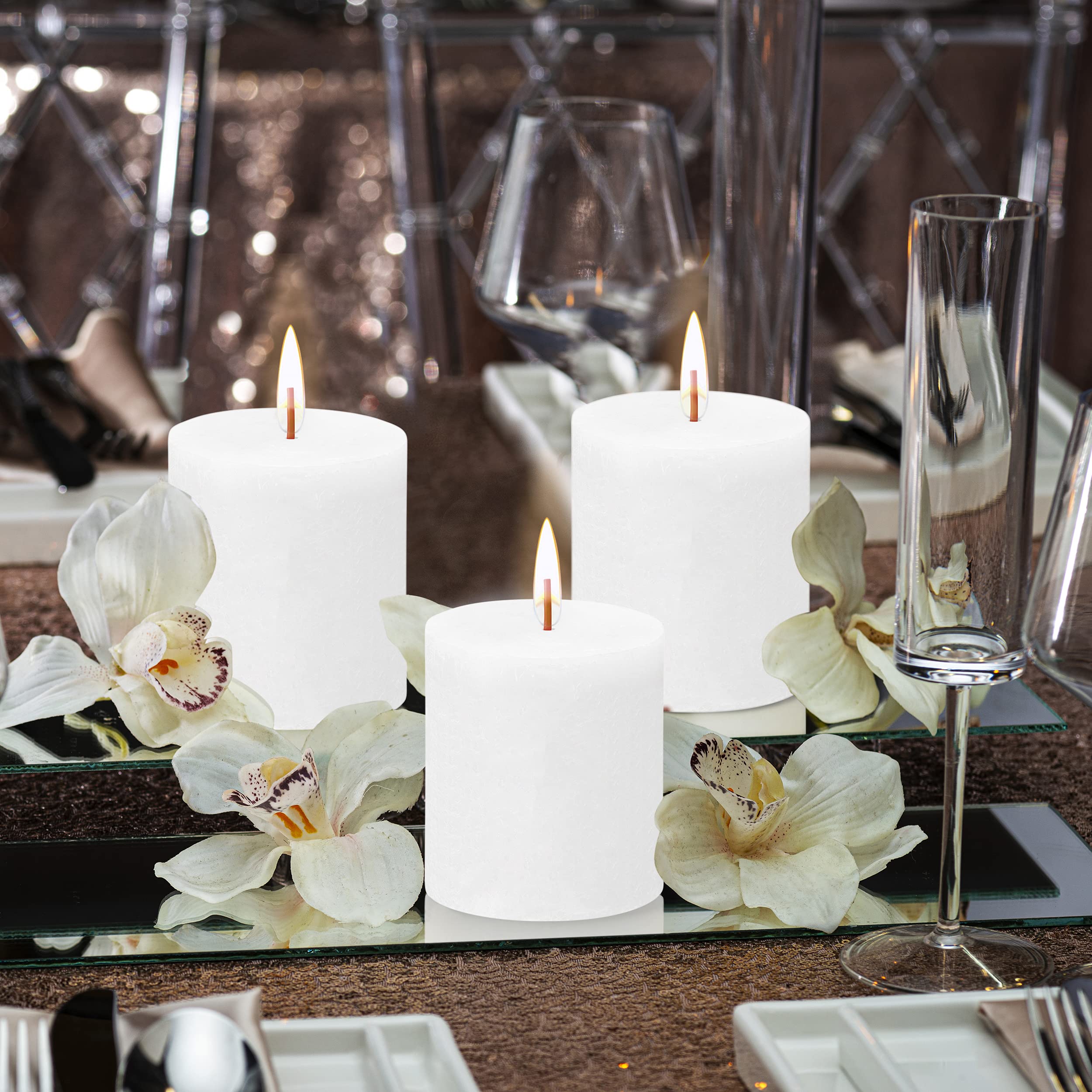 BOLSIUS Soft Pink Rustic Pillar Candles 6 Pack Bulk - 2.75 x 3.25 Inches - 30 Hours Burn Time - Premium European Quality - Smooth And Smokeless Flame - Unscented Dripless Wedding & Party Décor Candles