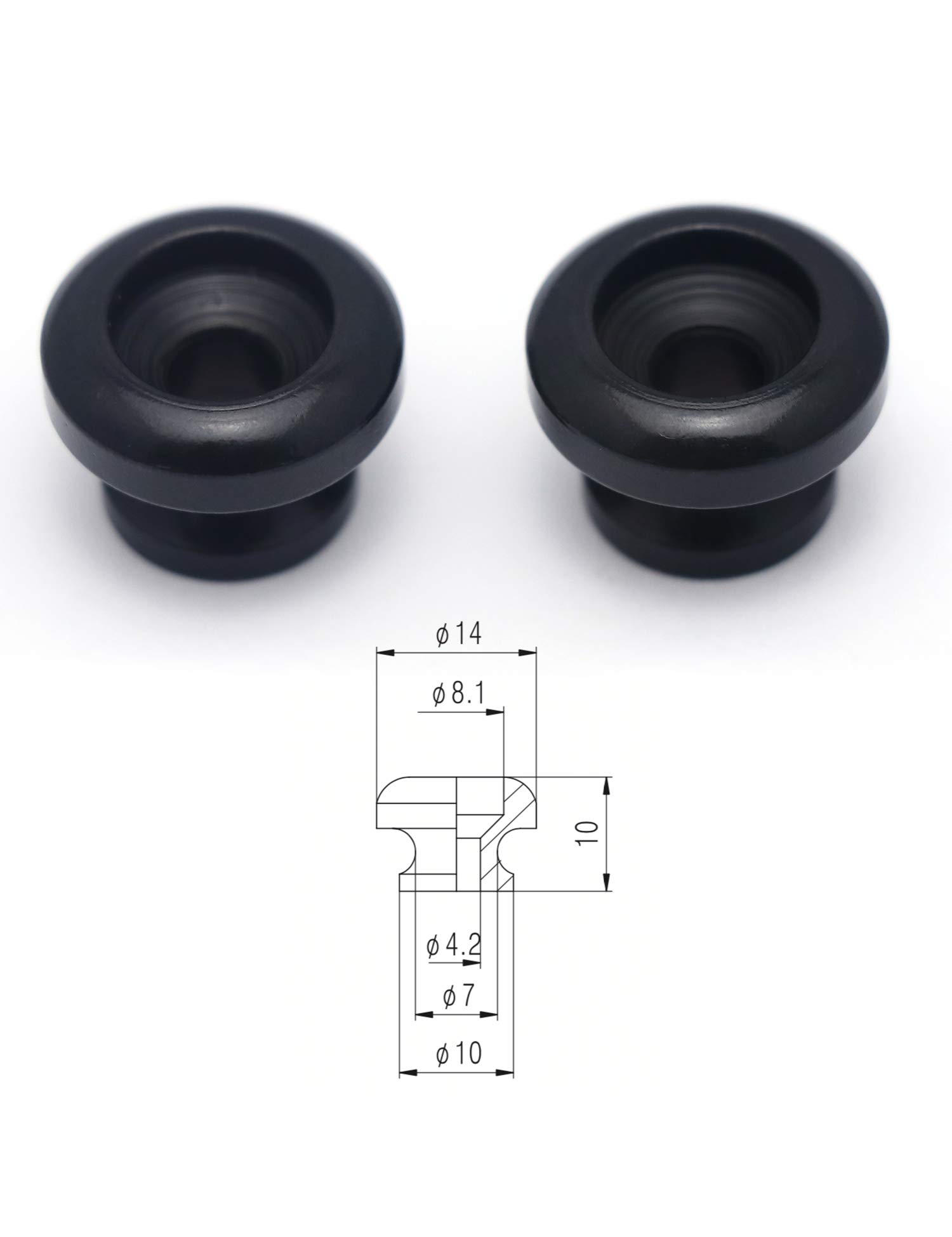Metallor Guitar Strap Buttons Mushrooms Head Guitar End Pins Strap Locks with Mounting Screws for Acoustic Electric Guitar or Bass Ukulele Set of 2Pcs Black.
