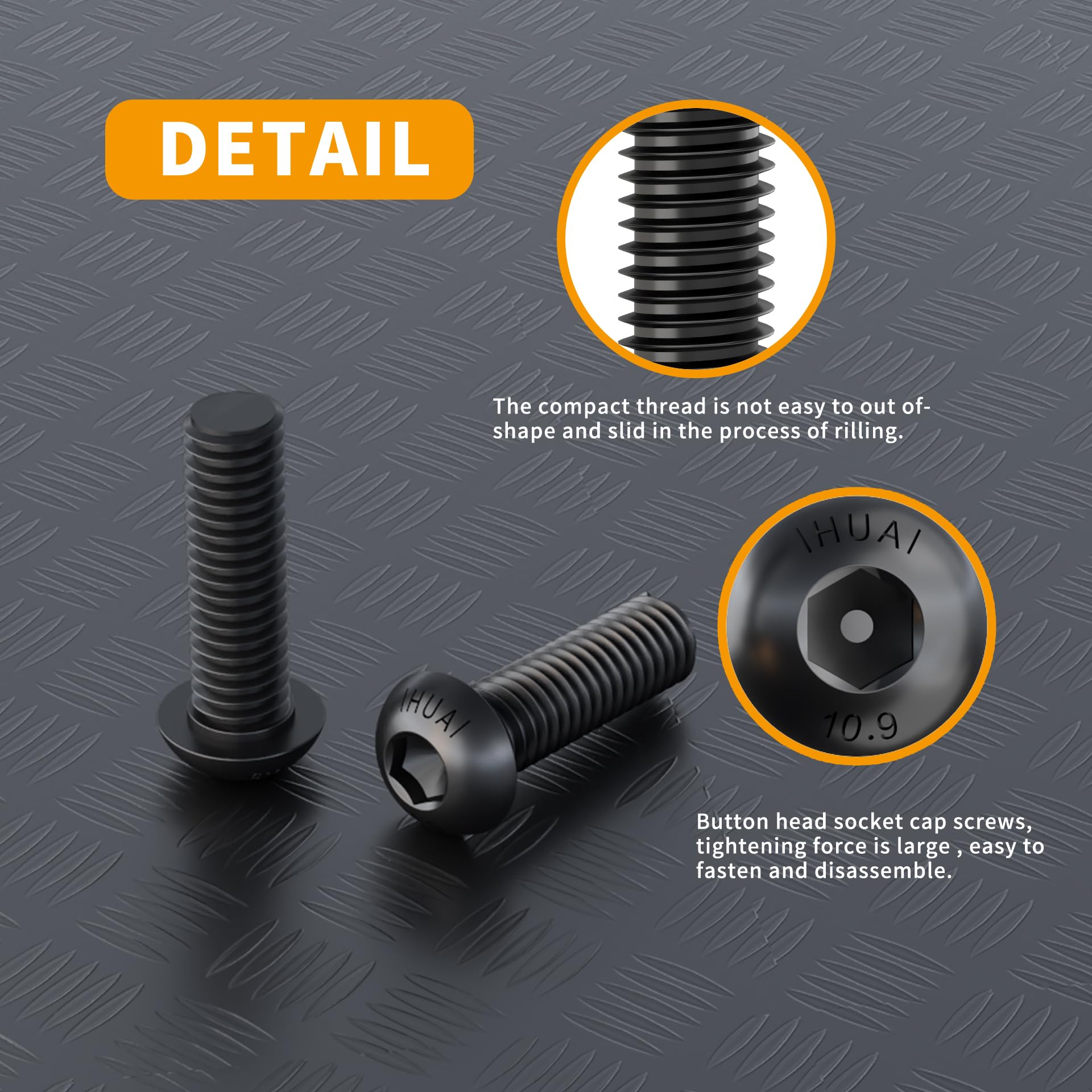 Cicidorai M4 x 8mm 10mm 12mm 16mm 20mm Button Head Socket Cap Screws Bolts, 10.9 Grade Alloy Steel, Metric Allen Hex Drive, Black Oxide Finish, Fully Threaded, Assortment Kit 100Pcs